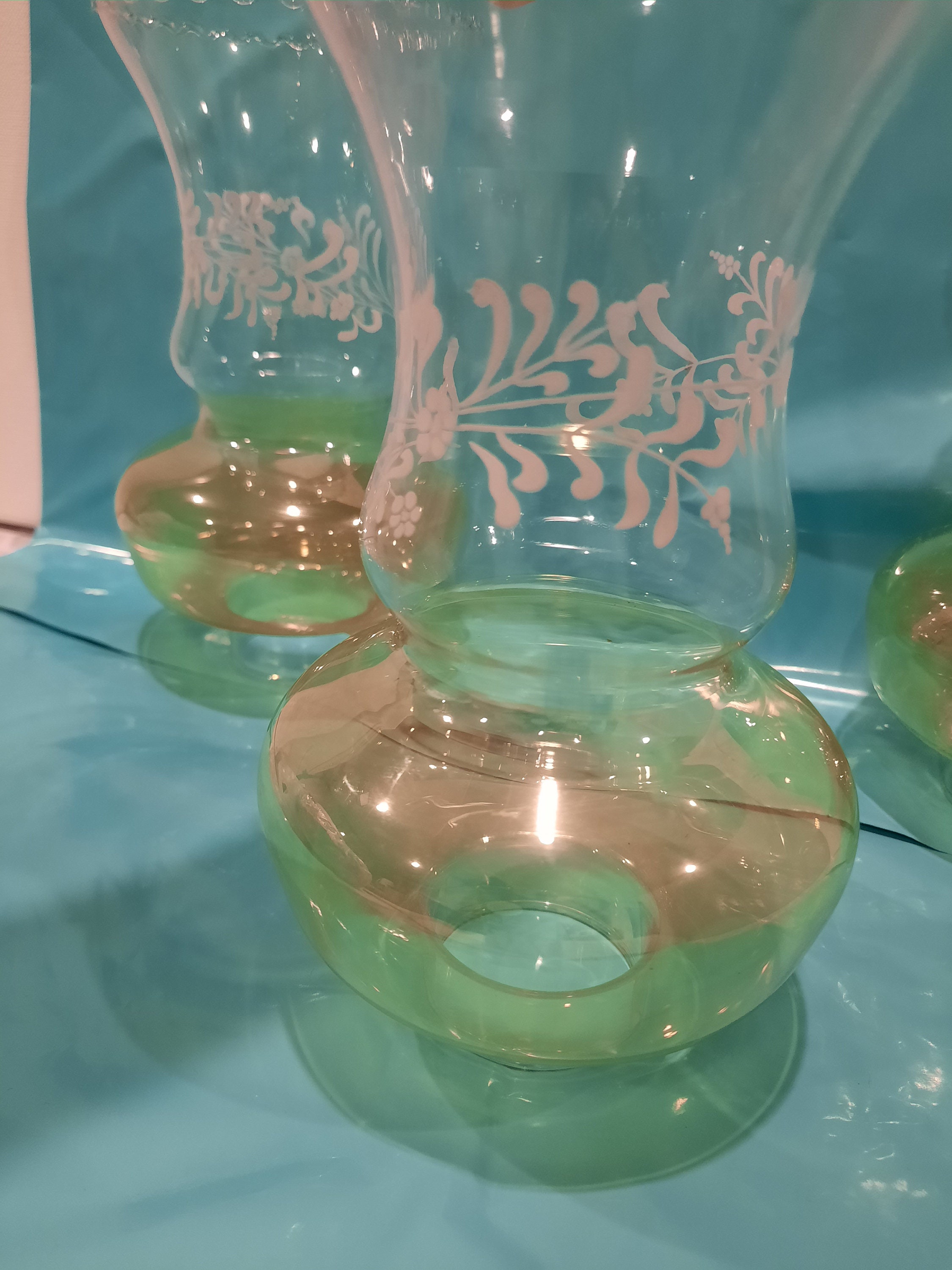 Vintage Glass Oil Lamp Chimney With Applied Pattern - Etsy