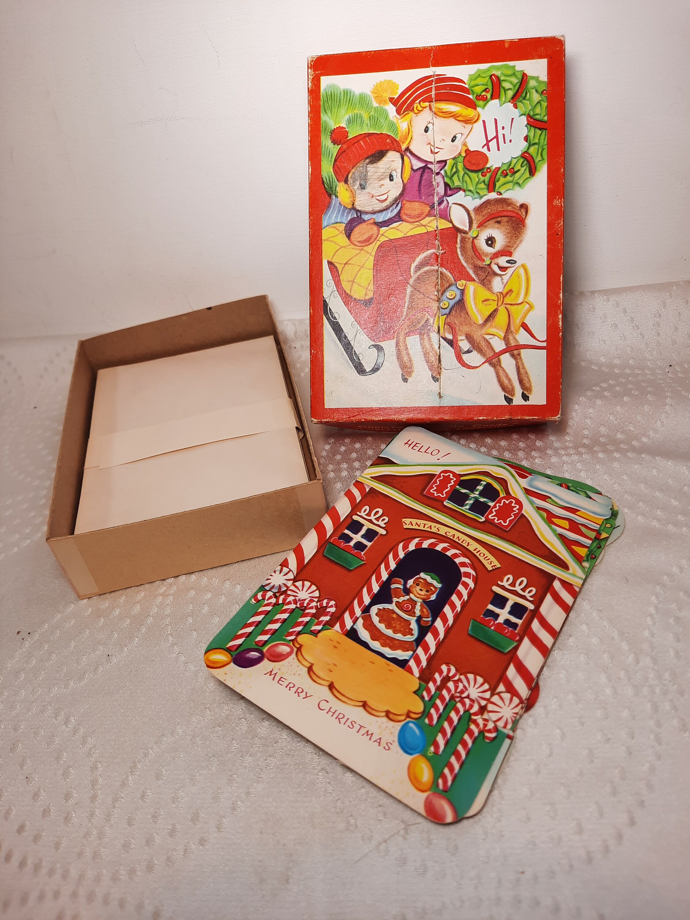 Vintage Christmas Kiddie Cards, Box of 7 Cards, 1 is Used. - Etsy