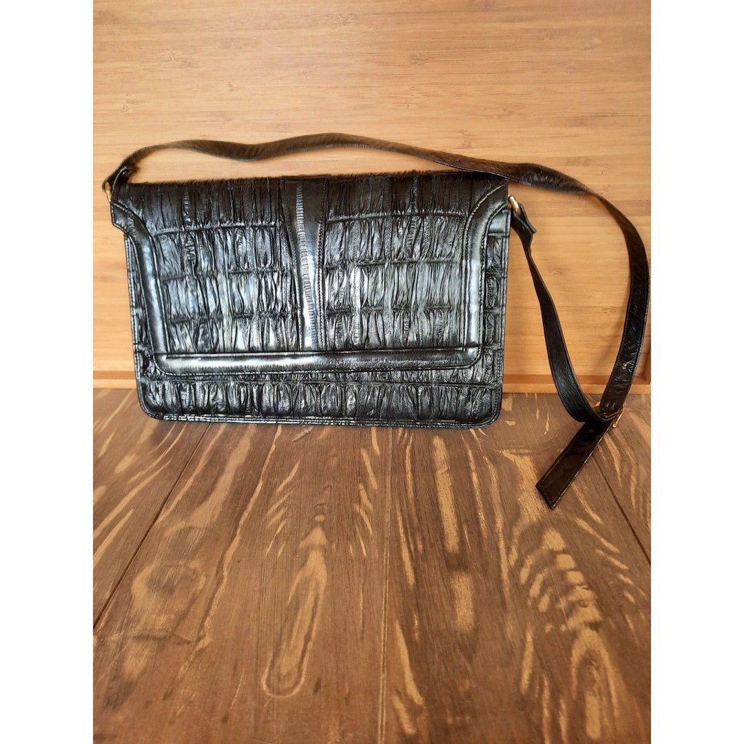 Vintage Eel Skin Hand Bag Made in Korea Black - Etsy