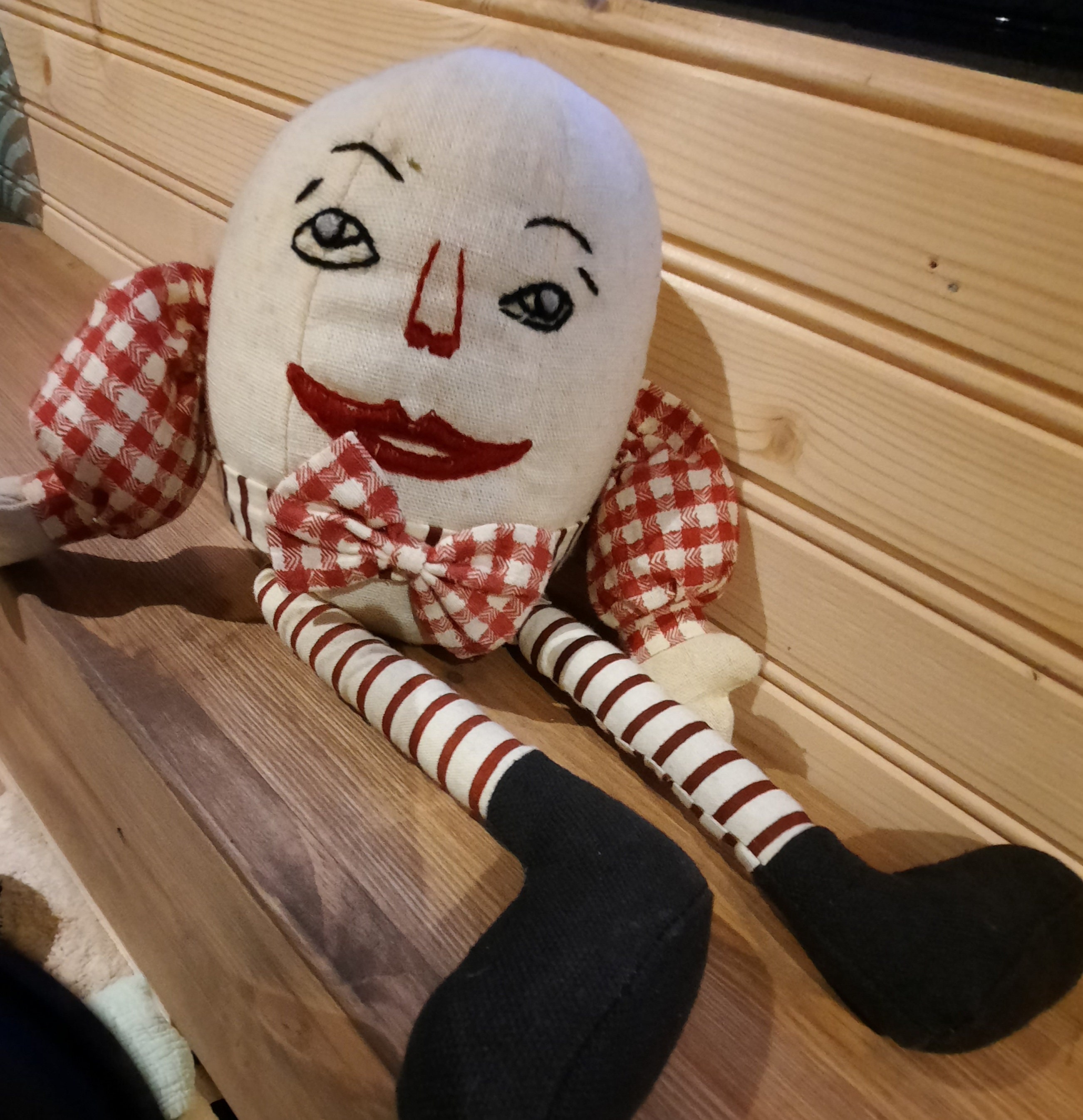 Humpty Dumpty Hand Made Stuffed Charactor Doll, Embroidered Face, Scary ...