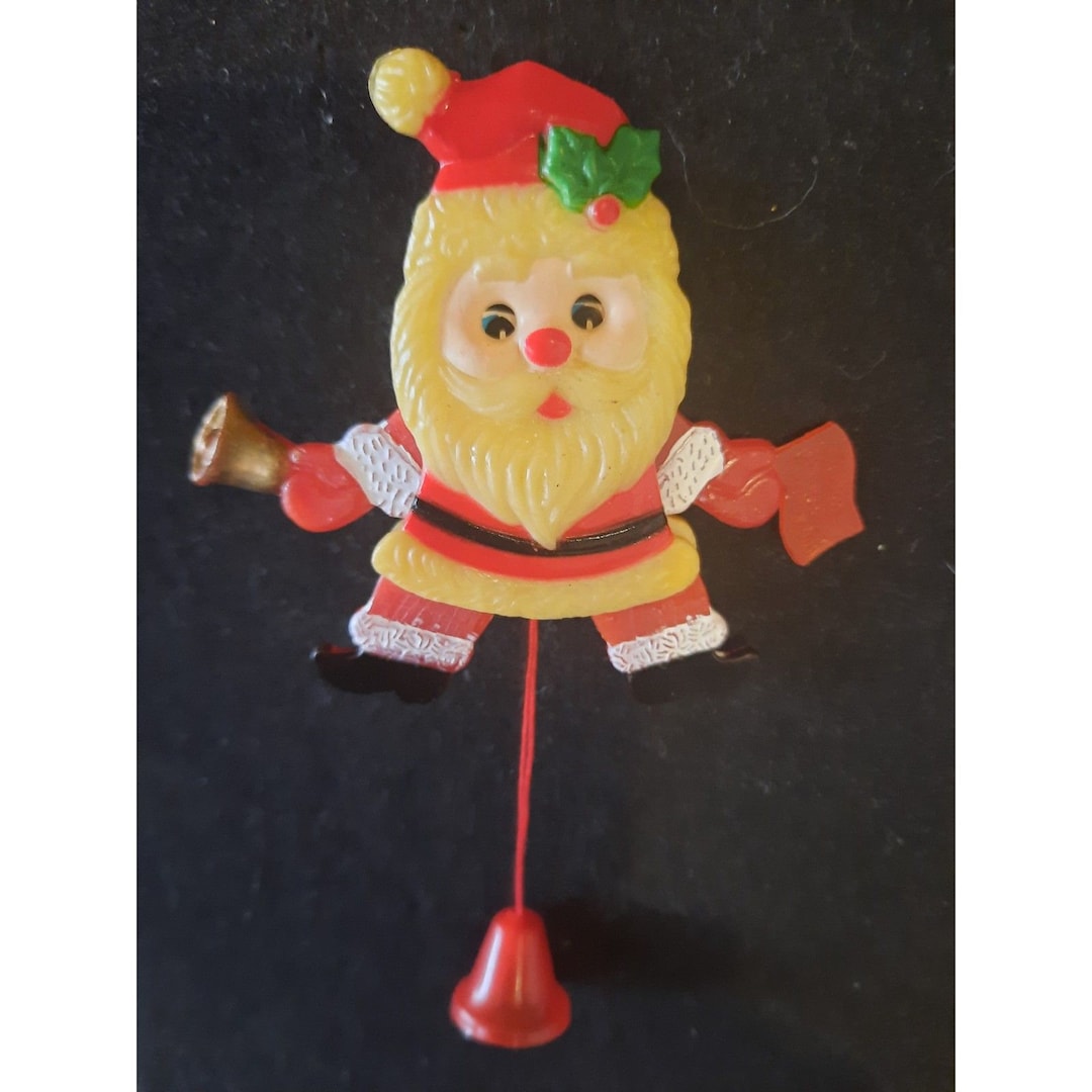 Vintage Plastic Articulated Pull String Santa Claus Pin - Etsy