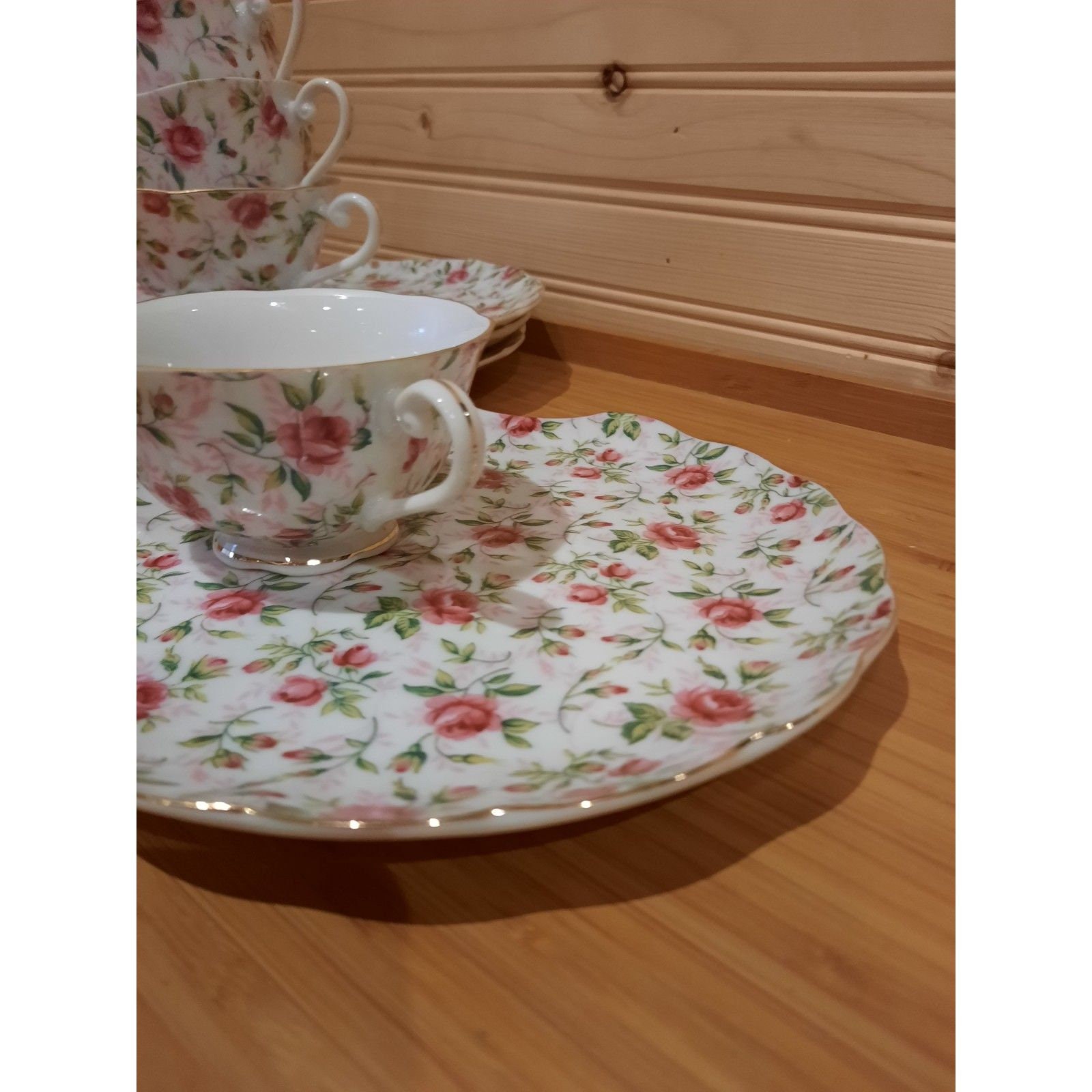 Lefton Rose Chintz 1950s Floral Snack Plate Tea Cup 2 Piece Place ...