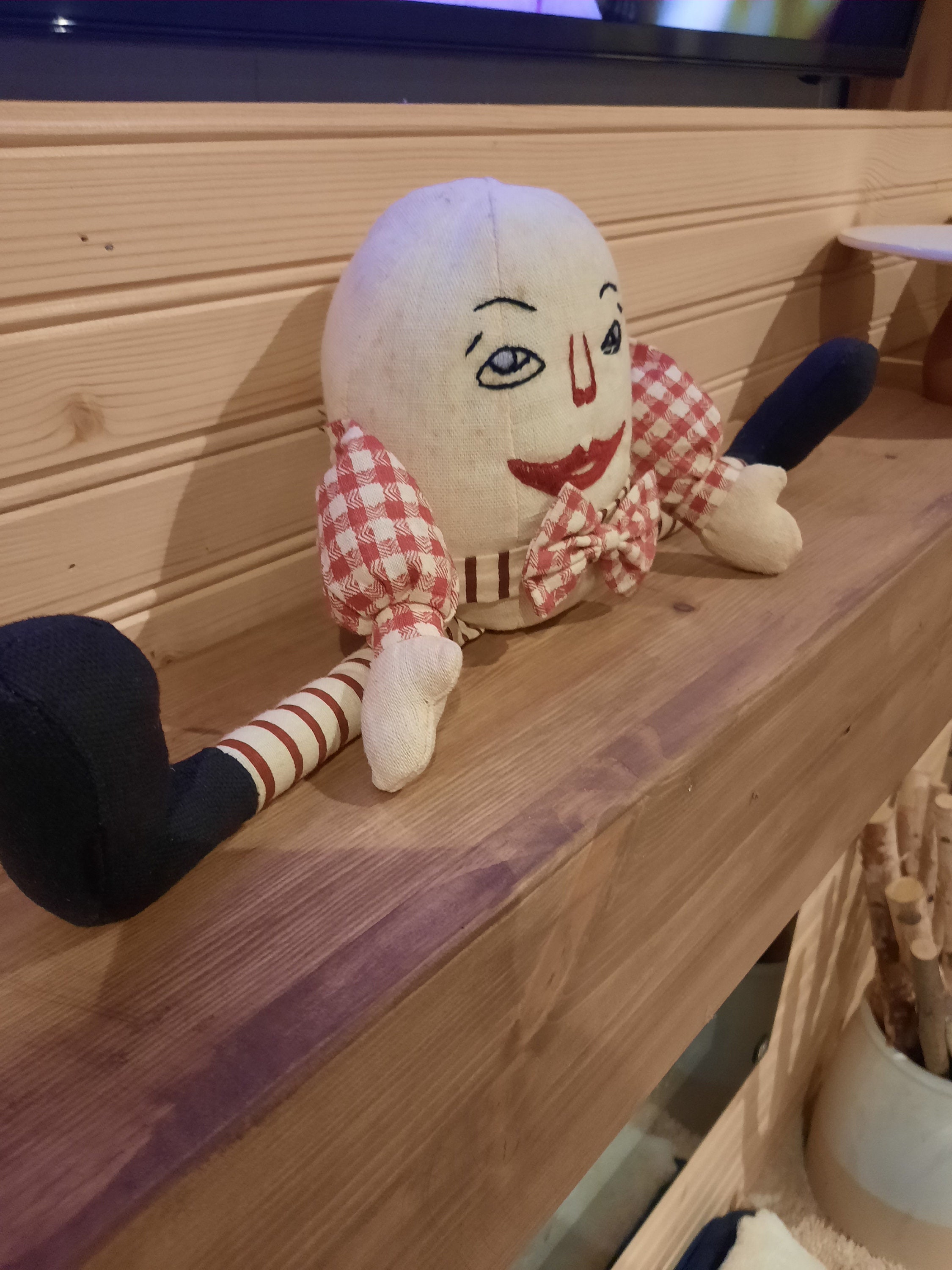Humpty Dumpty Hand Made Stuffed Charactor Doll, Embroidered Face, Scary ...