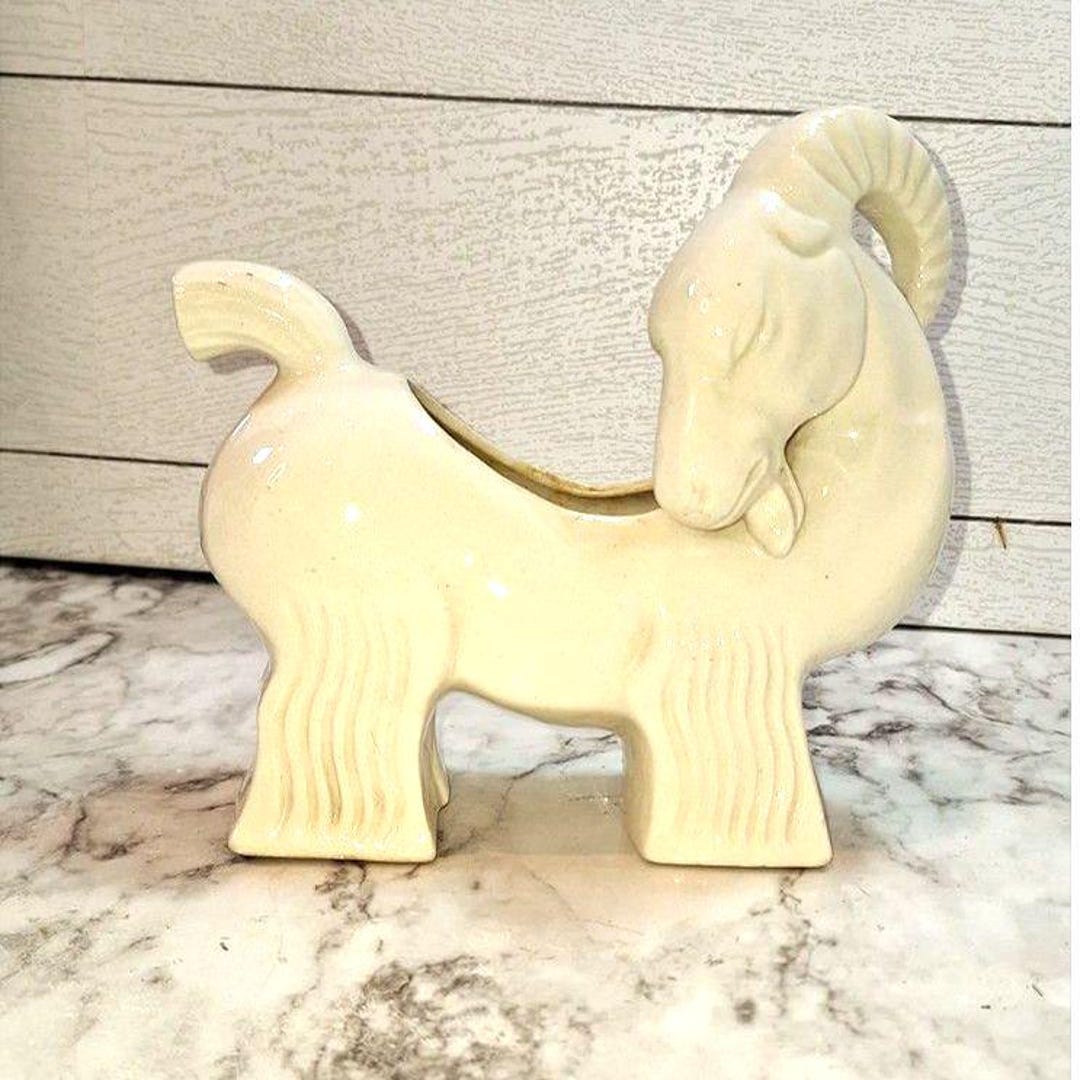 Goat Ram Vintage White Ceramic Planter - Etsy