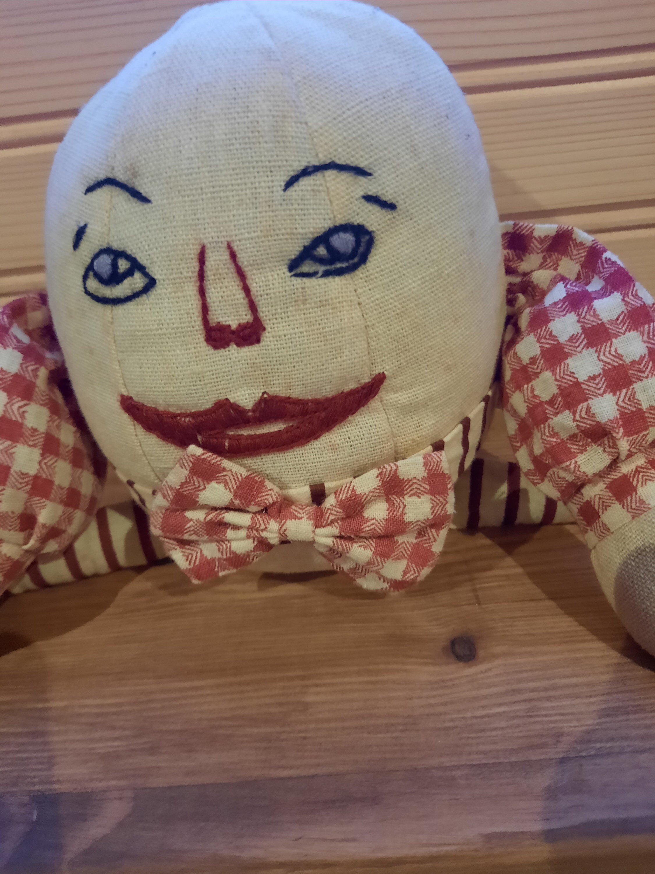 Humpty Dumpty Hand Made Stuffed Charactor Doll, Embroidered Face, Scary ...