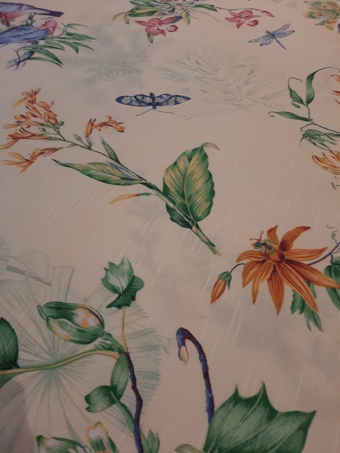 Waverly Screen Print Samoa Yellow Florals Birds Sold by - Etsy