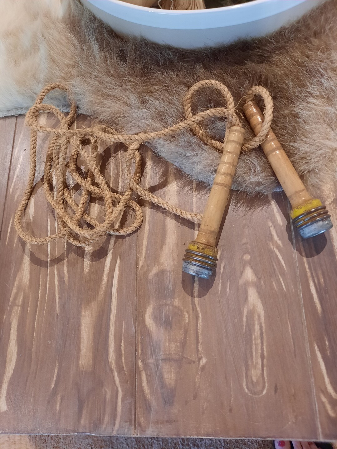 Vintage Jump Rope Wooden Handles - Etsy