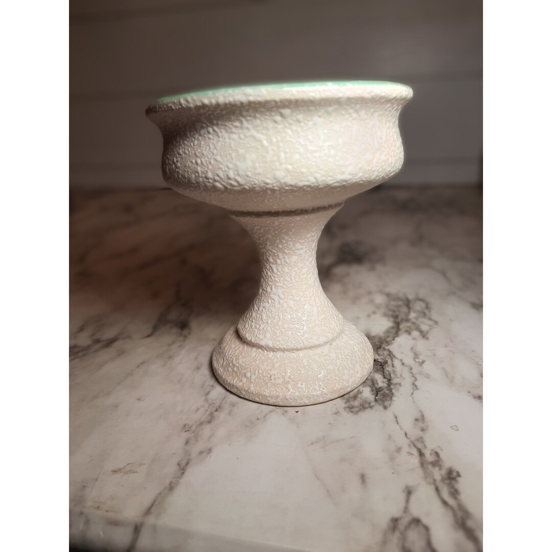 Vintage Ceramic White Spatter Glaze Pedestal Planter by California ...