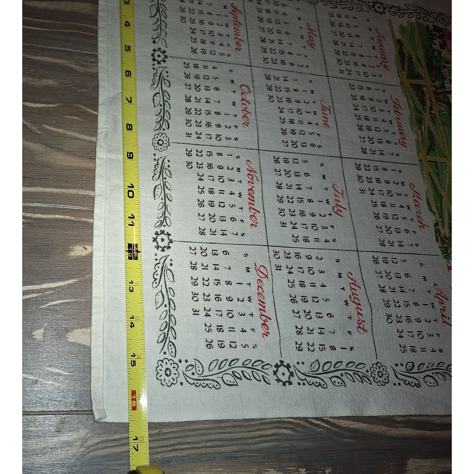 1970 Linen Cloth Kitchen Towel Calendar Wall Hanging Bless This House ...