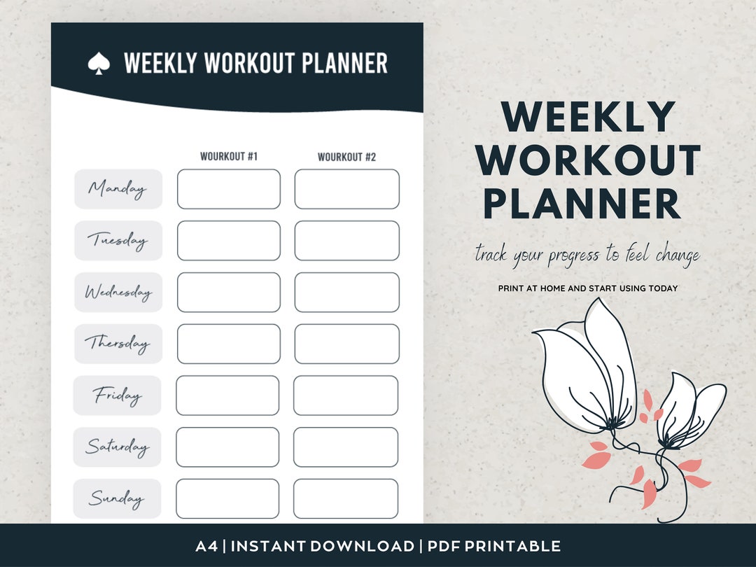 Workout Planner Printable Weekly Fitness Schedule Weekly - Etsy