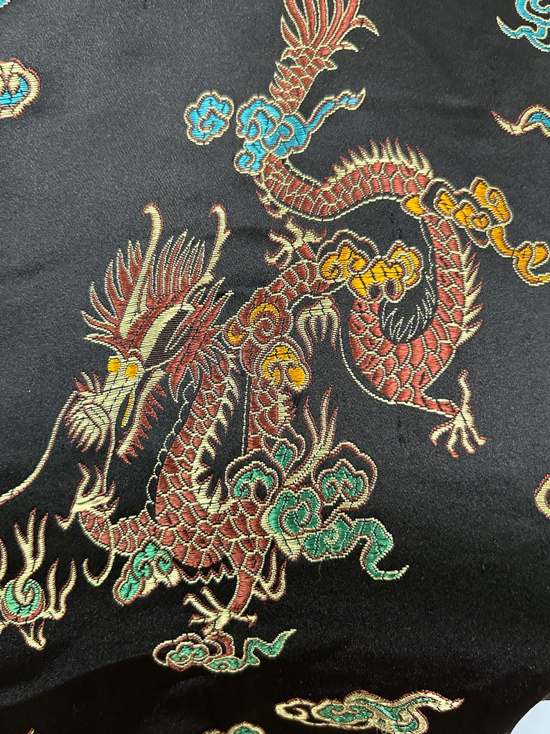 Traditional Chinese Oriental Dragon Black Satin Dress Lian Lin Mandarin ...