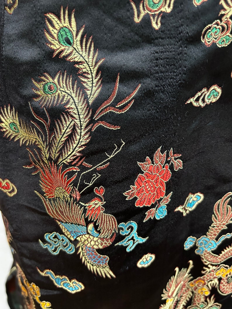 Traditional Chinese Oriental Dragon Black Satin Dress Lian Lin Mandarin ...