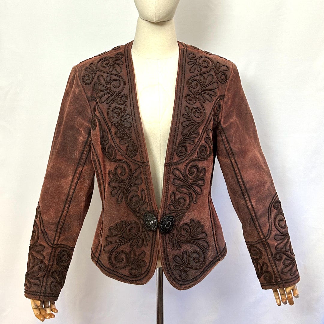 Vintage Double D Ranch Red Rustic LEATHER Jacket Embroidery - Etsy