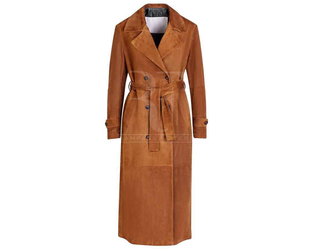 Long Leather Coat, Long Suede Coat for Women's Brown Suede Leather ...