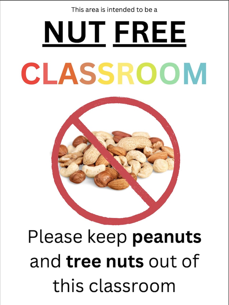 Nut Free Classroom Poster - Etsy