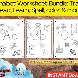 Alphabet Worksheets Bundle | Coloring Pages | Preschool | Letters ...