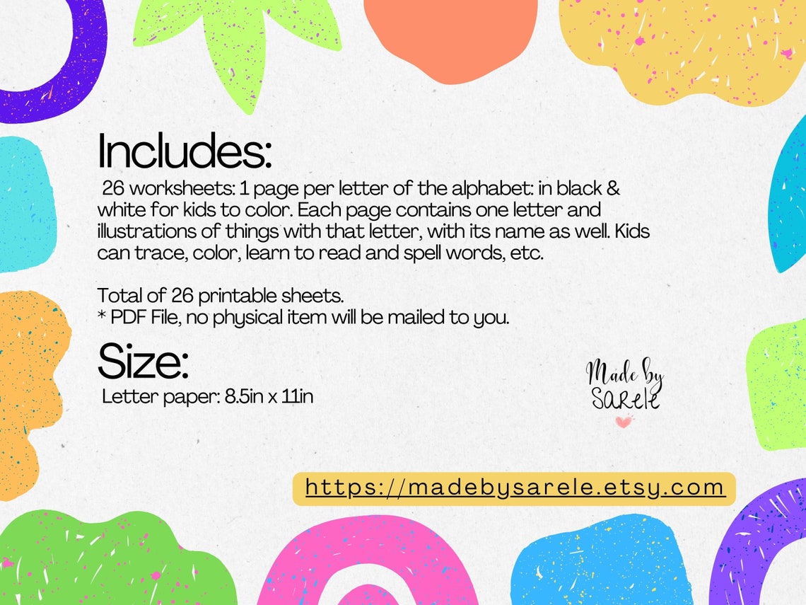 Alphabet Worksheets Bundle Coloring Pages Preschool Letters Words ...