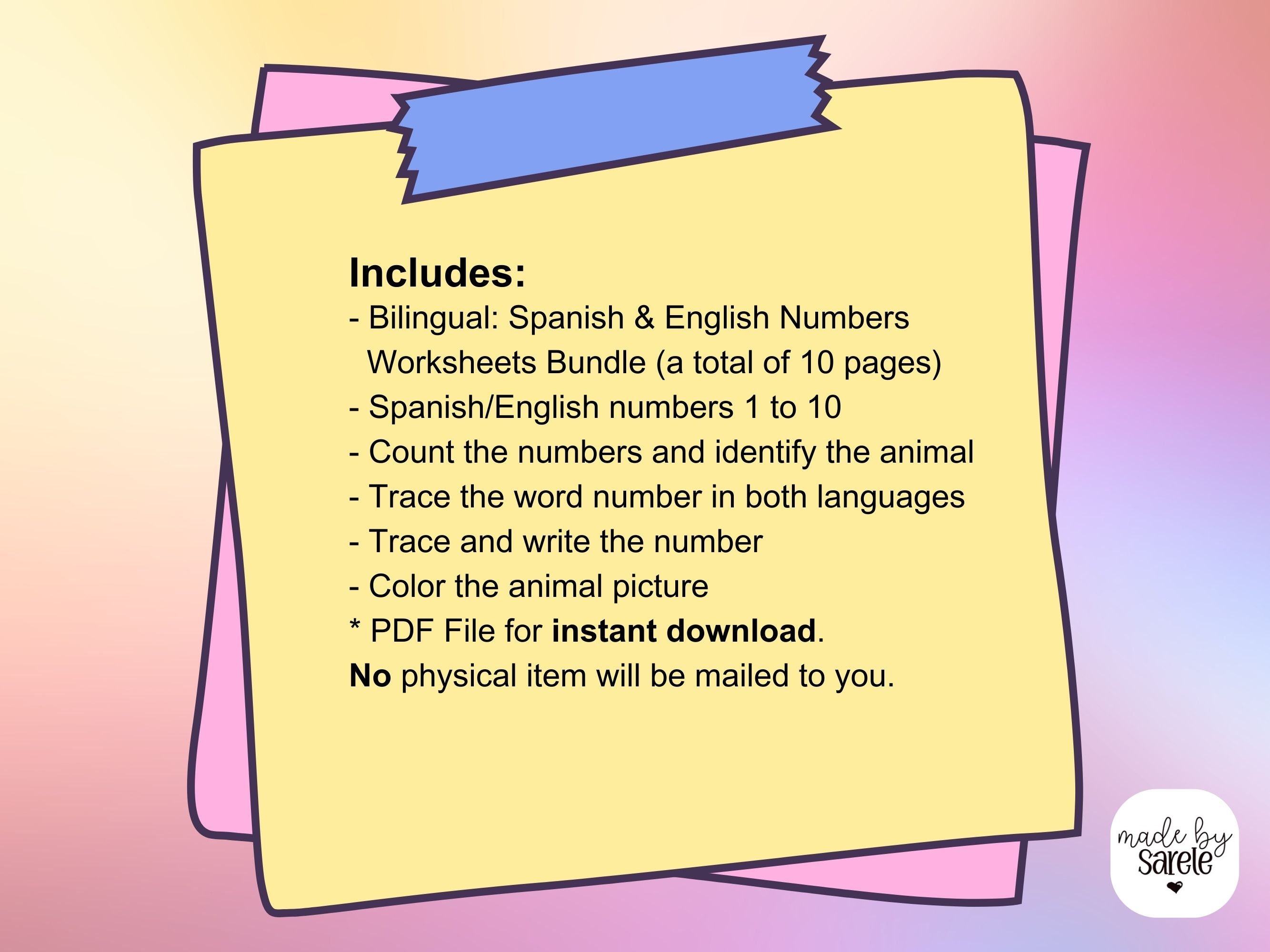 Numbers Bilingual Worksheet Printable Bundle | Práctica Números Español ...