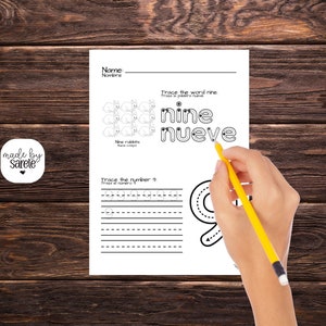 Numbers Bilingual Worksheet Printable Bundle | Práctica Números Español ...