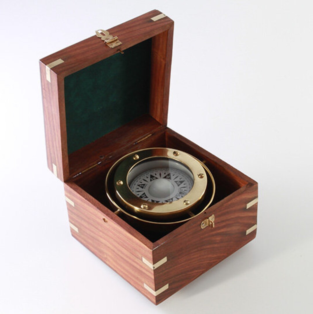 3" Gimbaled Compass Presentation Polished Wood Case - Etsy
