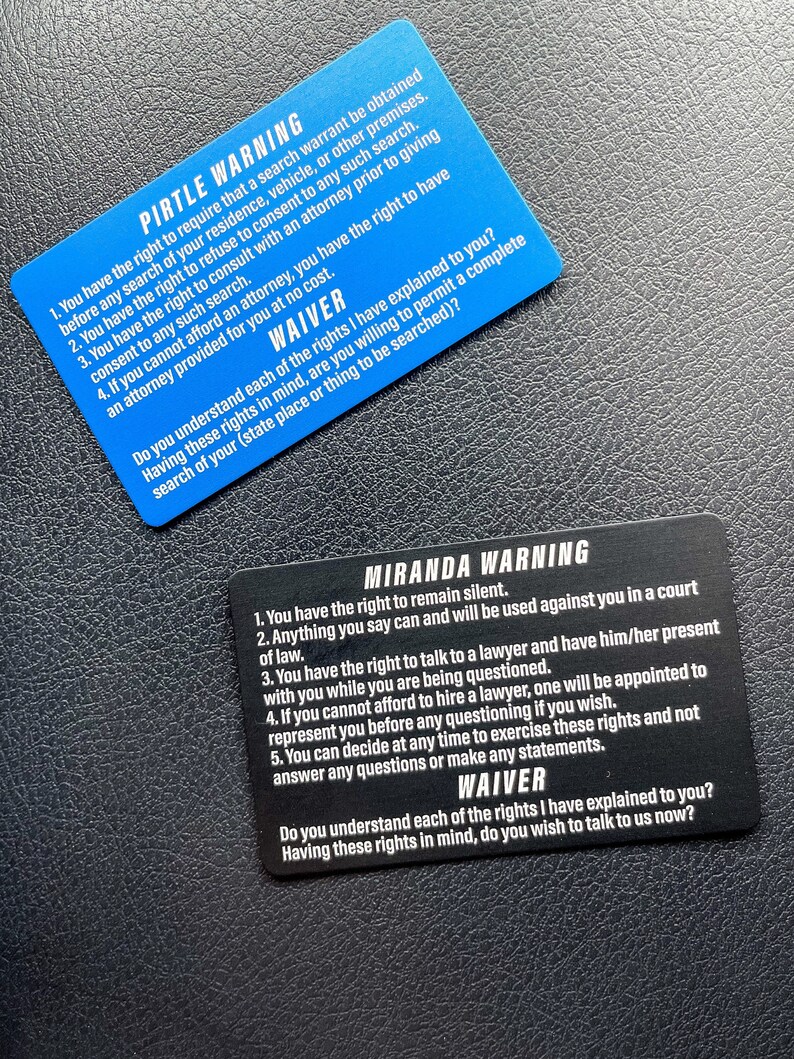 Metal Miranda/pirtle Warning Pocket Card Police Sheriff - Etsy