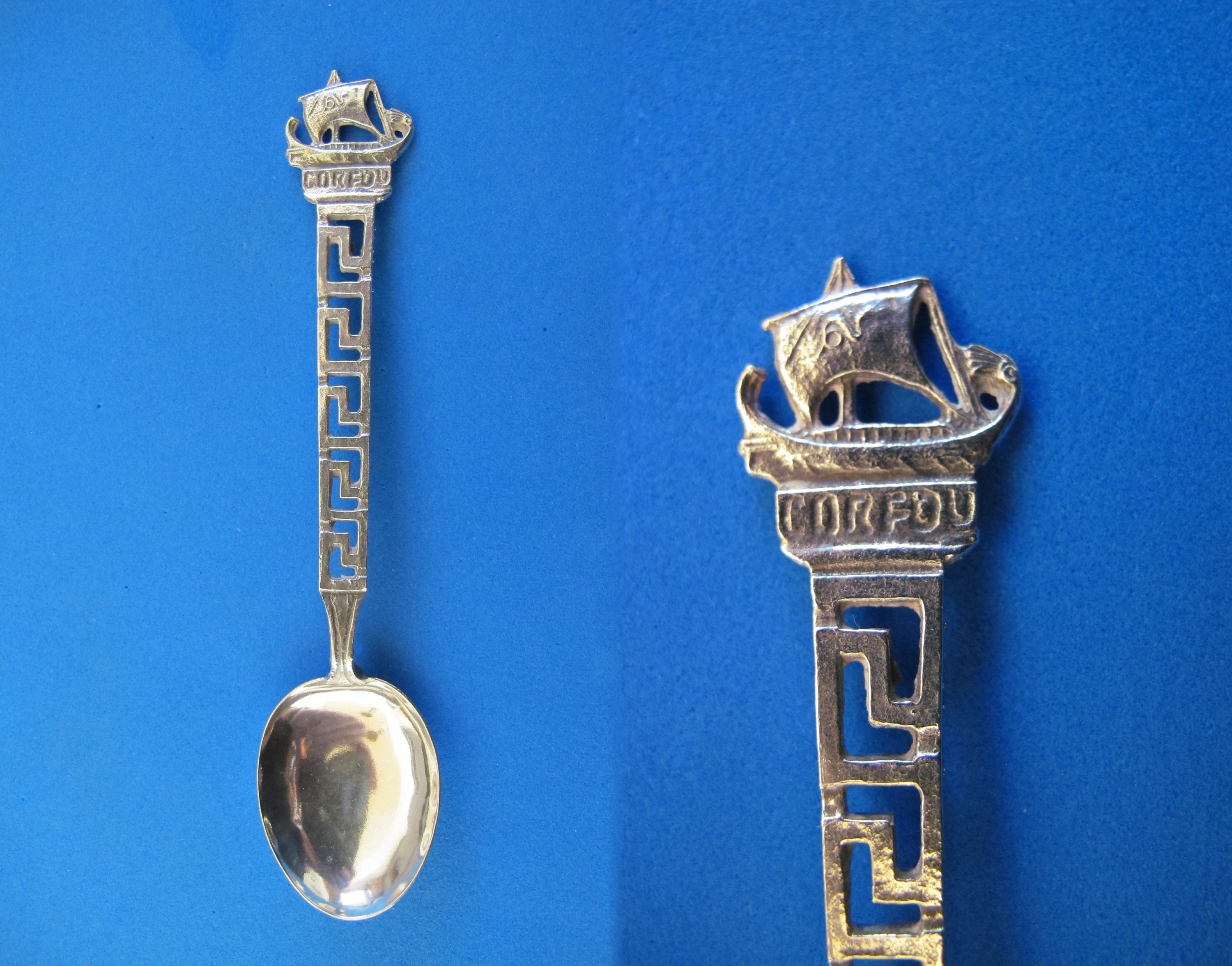 825 SILVER Corfu GREECE Souvenir Collector Spoon Vintage - Etsy