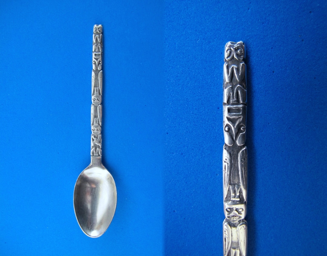 STERLING Silver Native INDIAN TOTEM Pole Souvenir Collector Spoon ...