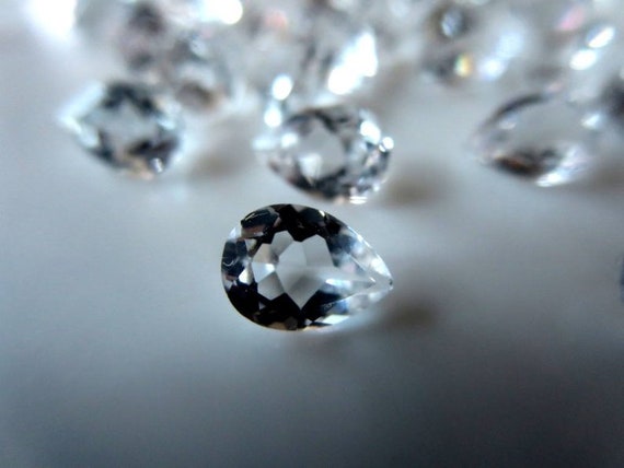 100% Natural White Topaz Pear Shape Faceted Cut 3X5MM to - Etsy