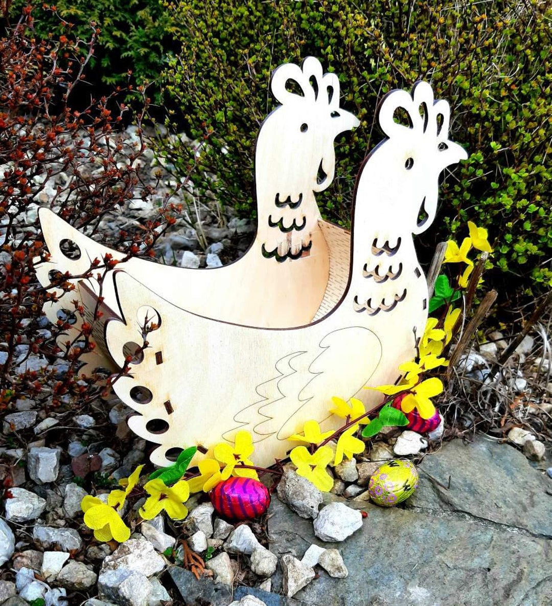 Easter Basket Idea -chicken Shape, Digital File 3mm Plywood -dxf Cdr ...