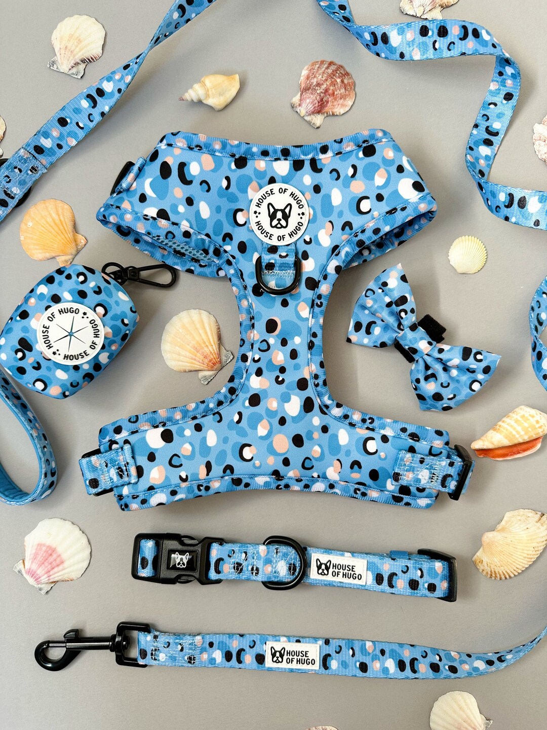 Blue Polka Dot Dog Harness Bundle – Collar and Bow Tie Set - Etsy