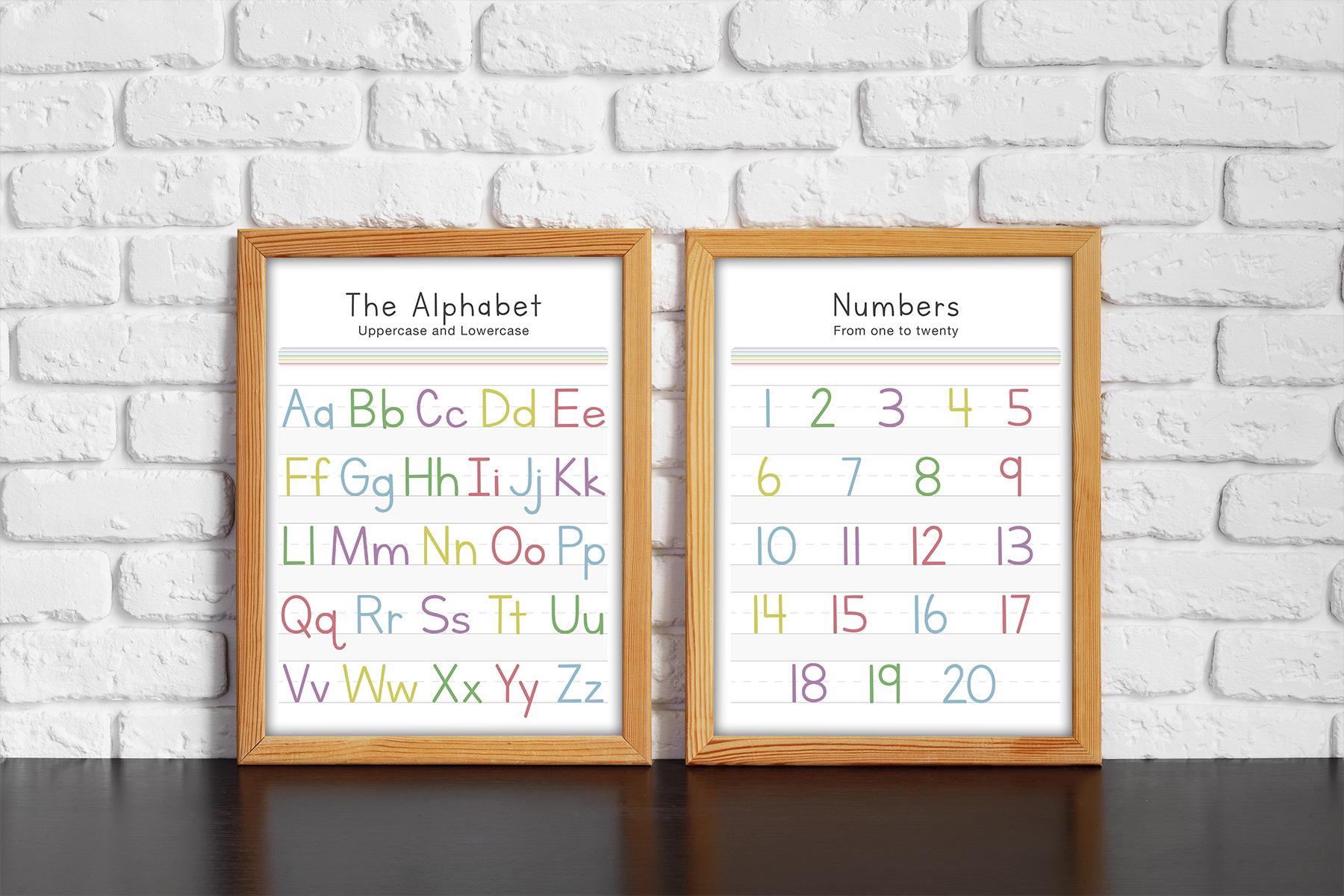 Colorful Alphabet & Number Chart | Educational Wall Art | Homeschool ...