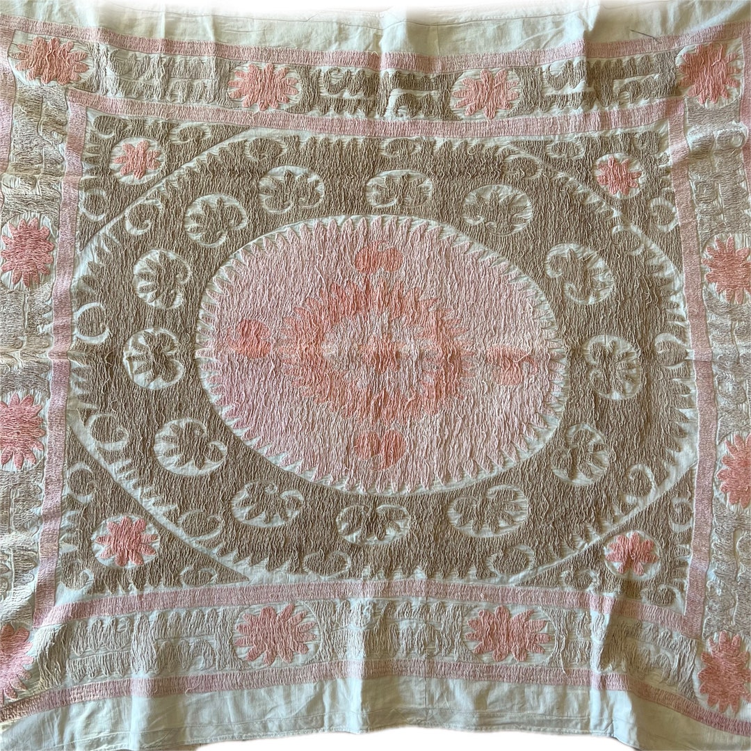 Suzani Hand Embroidered Vintage Textile Bedspread, Wall Hanging, Table ...