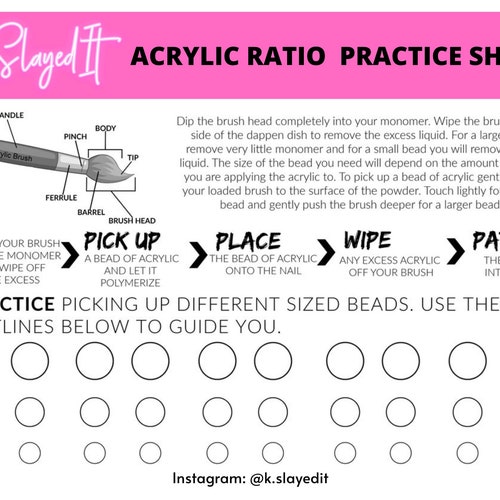 Printable Acrylic Application Practice Sheet No Watermark - Etsy