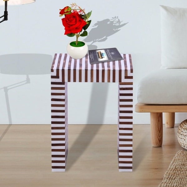 Inlay Wood Side Table - Etsy