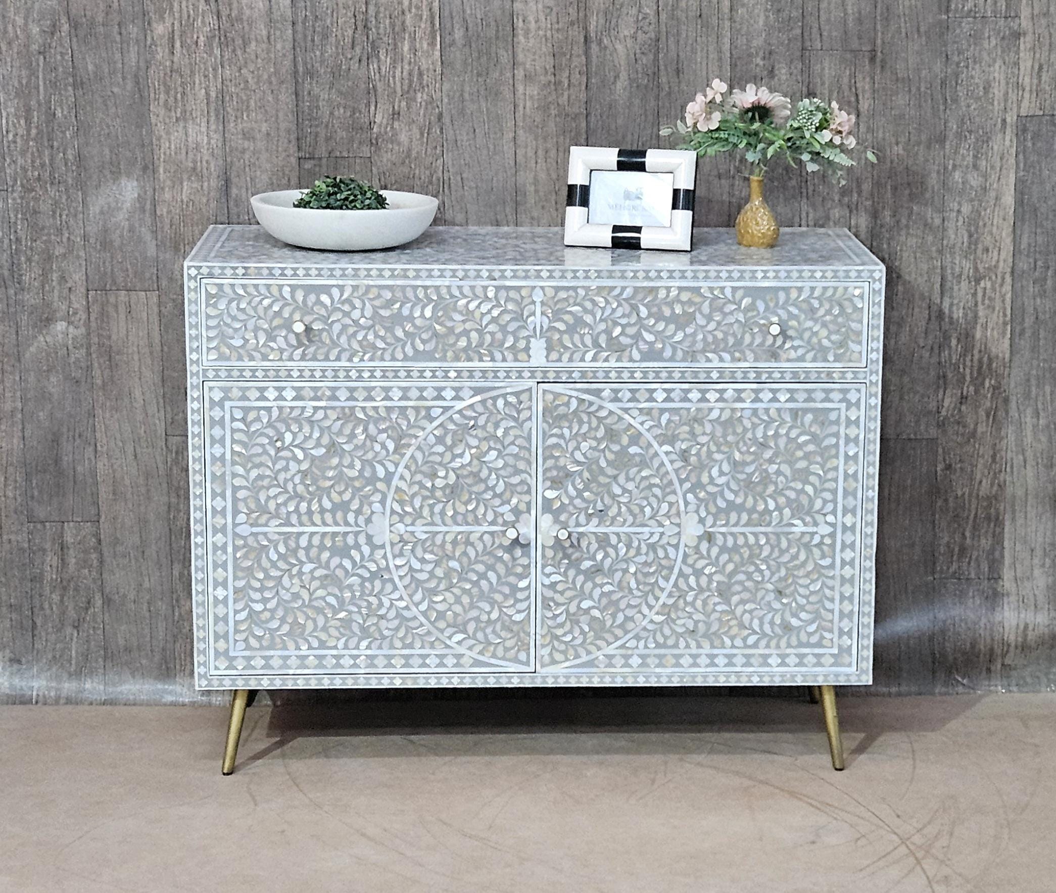Mother of Pearl Entryway Cabinet Bone Inlay Cupboard Sidetable Mop Inlay Sideboard Mop Inlay Furniture Drawer Door Buffet Storage Etsy