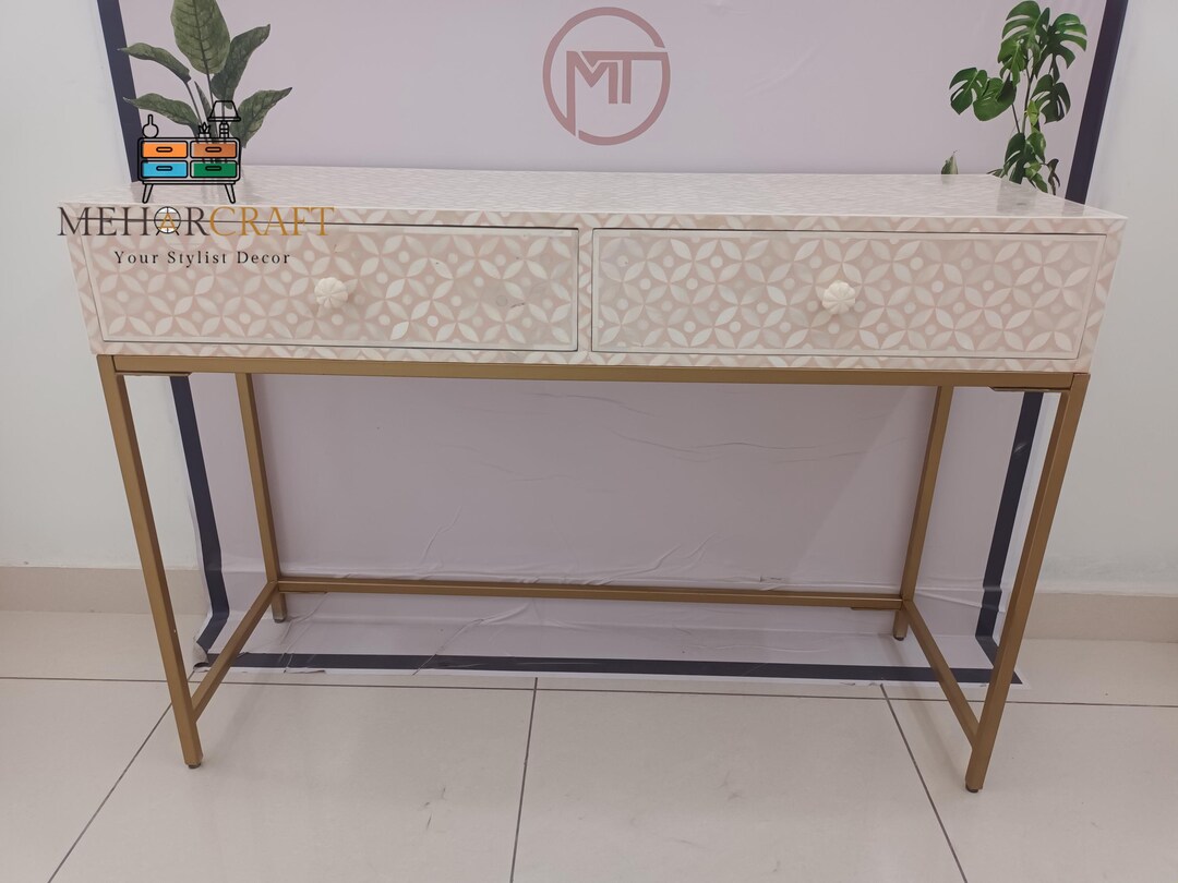 Handmade Bone Inlay Console Table: Modern Entryway Furniture - Etsy