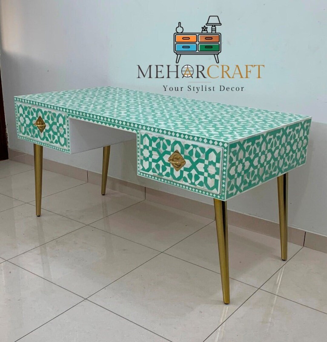 Bone Inlay Work Desk Bone Inlay Laptop Table Bone Inlay Study Table ...