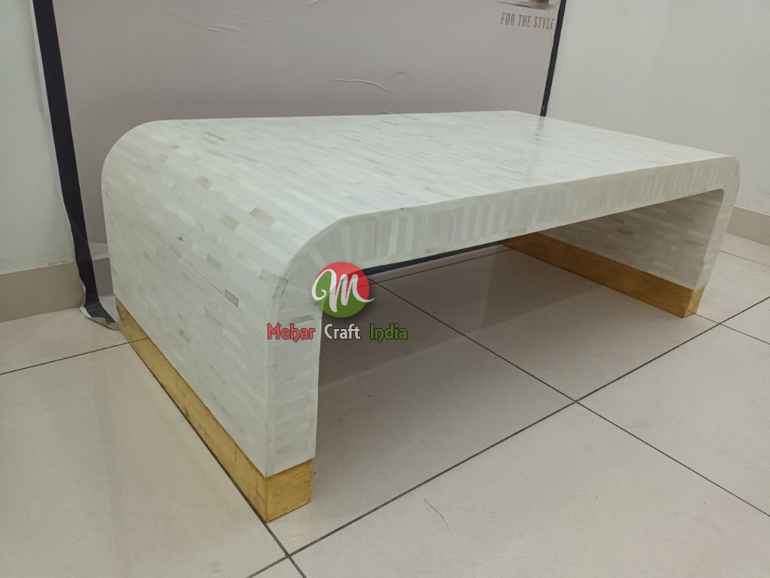 Handmade Bone Inlay Wooden Modern Striped Pattern Coffee Table ...