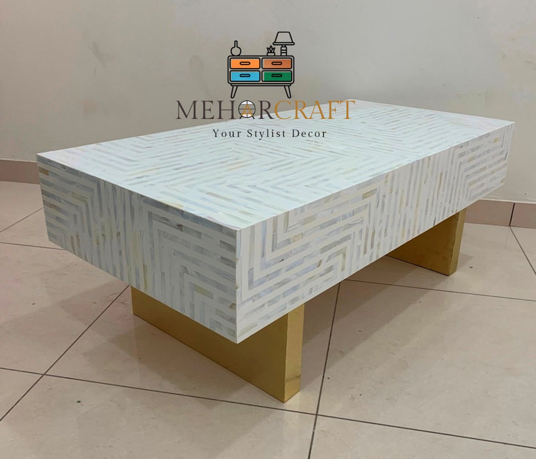Mother of Pearl Inlay Coffee Table: Bone Inlay Furniture - Etsy