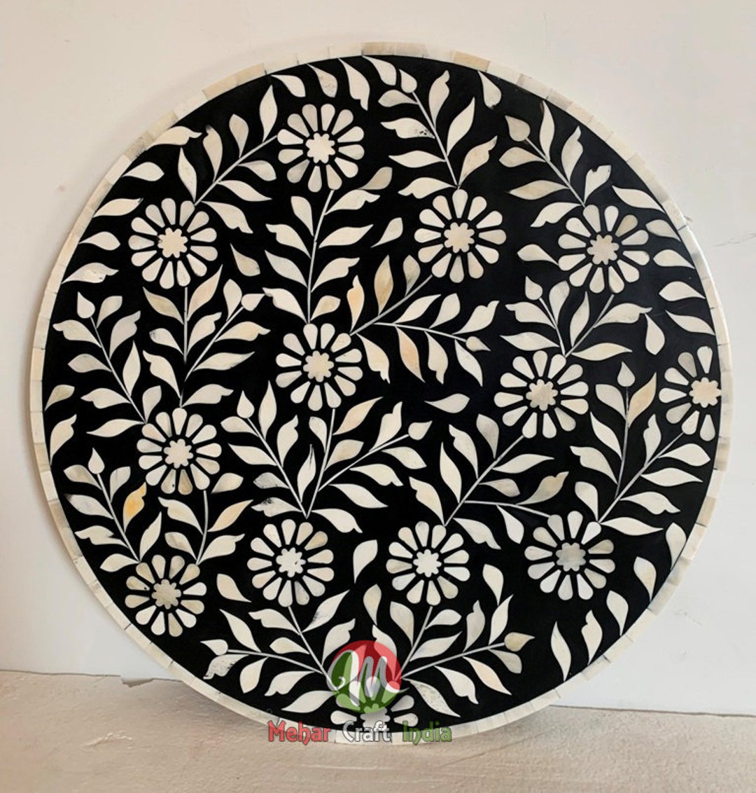 Bone Inlay Tabletop: Floral Inlay, Antique Furniture Decor - Etsy