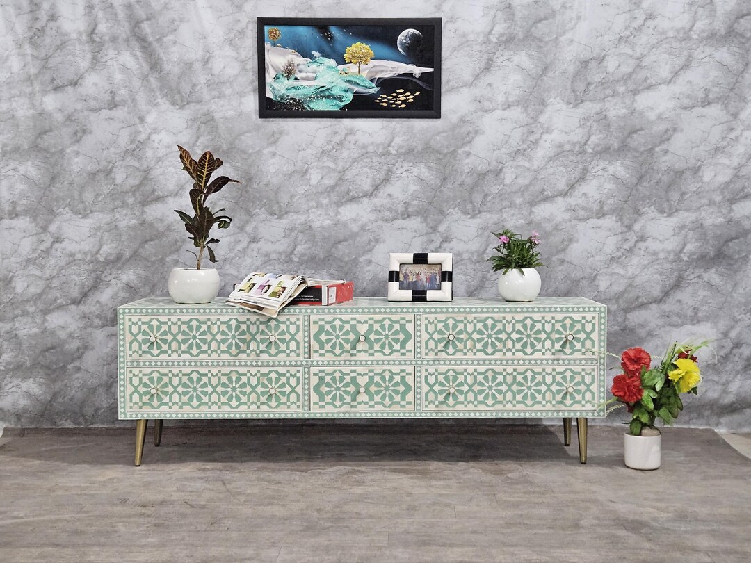 Handmade Bone Inlay Media Console: Moroccan TV Unit - Etsy