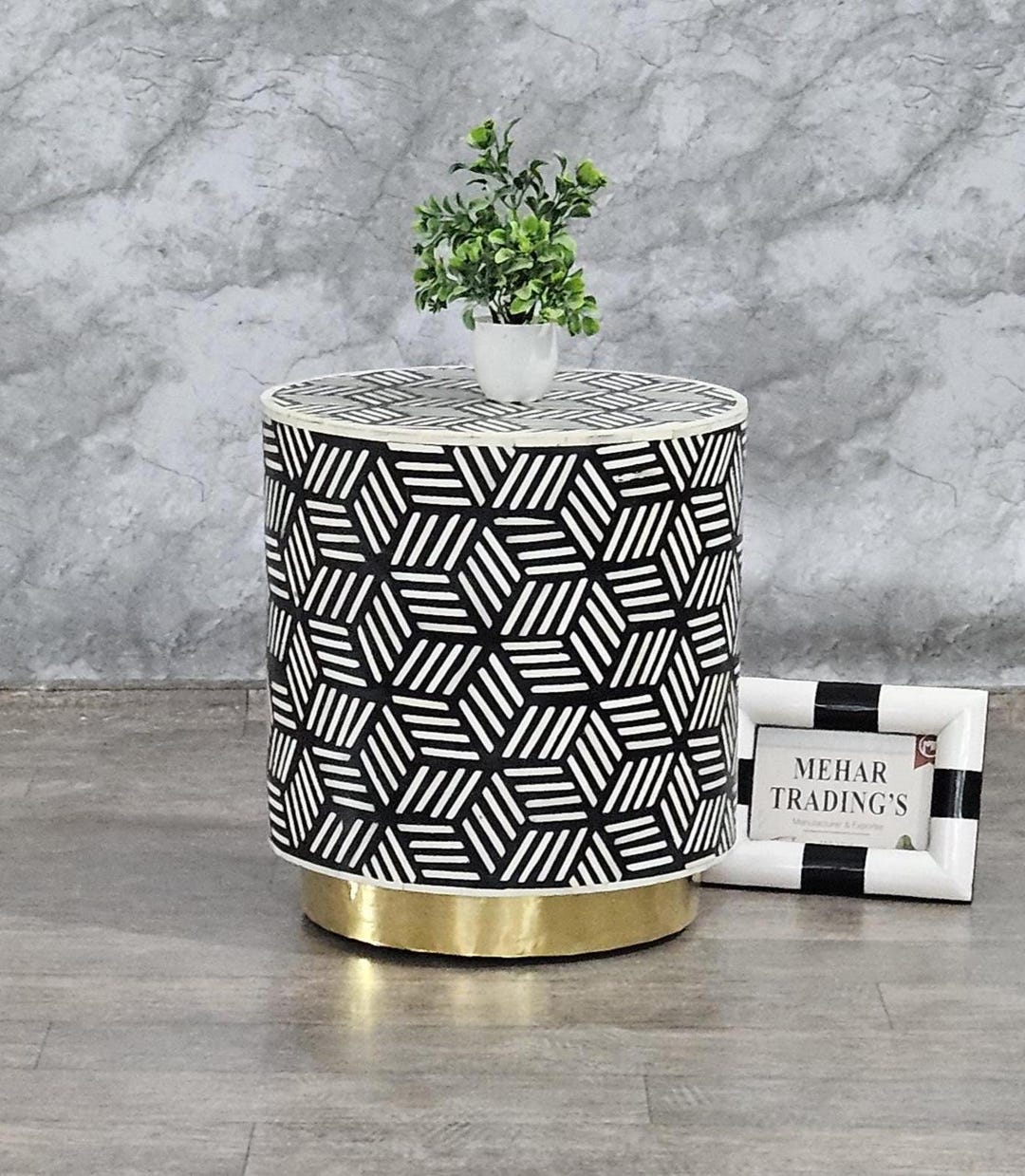 Bone Inlay Side Table Inlay End Table Bone Inlay Furniture Small Side ...