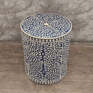 Bone Inlay Side Table Inlay End Table Bone Inlay Furniture Blue White ...