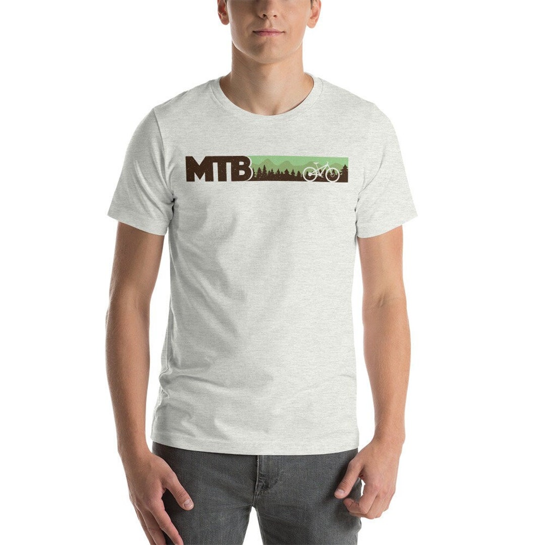 MTB Mountain Bike Tshirt With Mountain Forest Stripe - Etsy