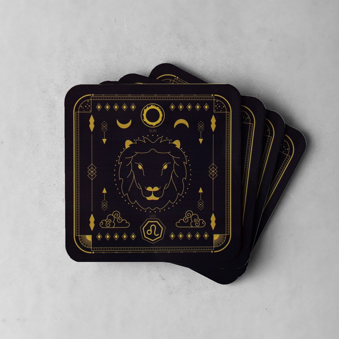 Leo Drink Coaster the Lion Zodiac Sign Coaster Set - Etsy
