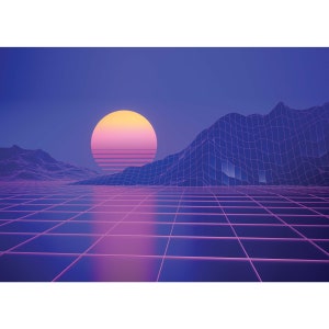 Synthwave Horizons Retrowave Poster Neon Wall Art 80s - Etsy
