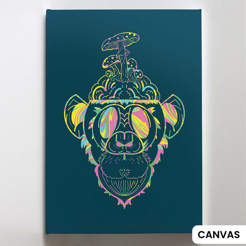 Trippy Monkey Poster Prints Magic Mushroom Monkey Brains - Etsy