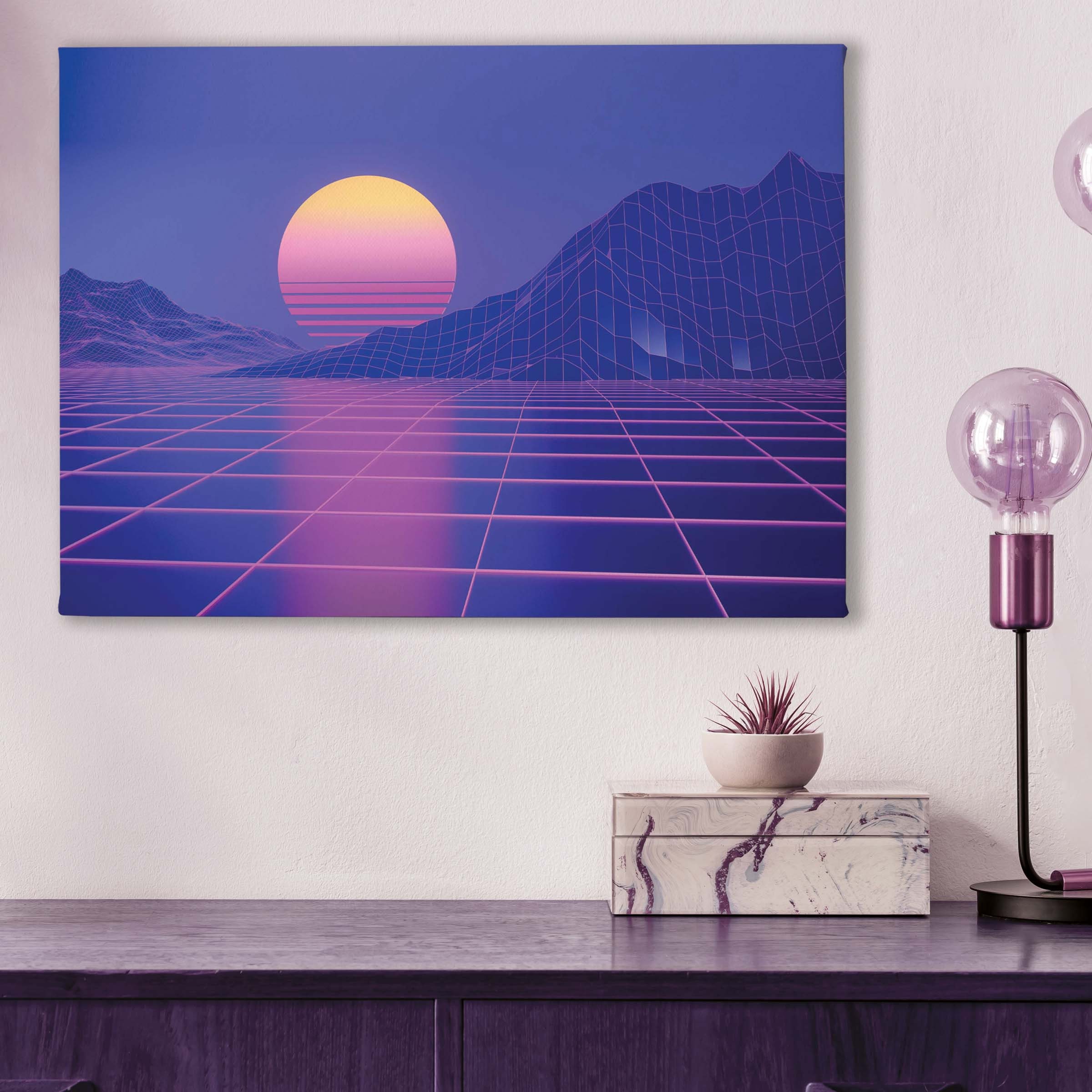 Synthwave Horizons Retrowave Poster Neon Canvas Wall Art - Etsy