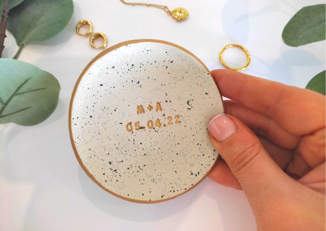 Handmade Personalised Ring Dish With Initials and Date, Wedding Gift ...