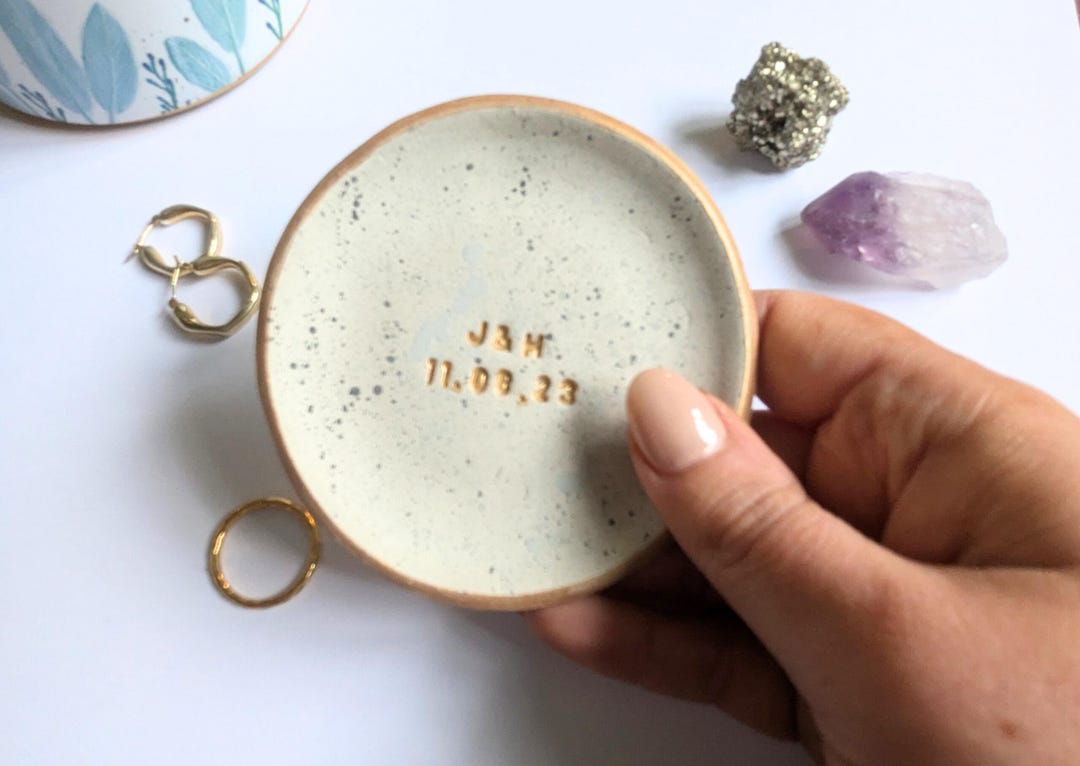 Handmade Personalised Ring Dish With Initials and Date, Wedding Gift ...